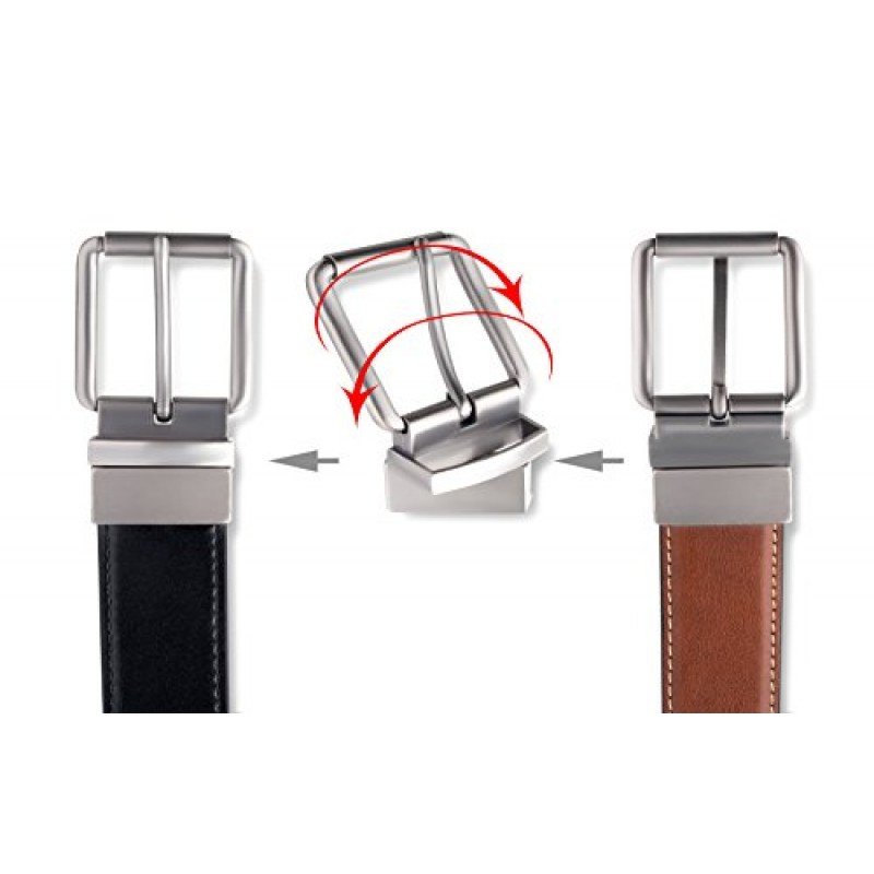 Men’s Genuine Leather Dress Belt, Reversible Belt for Men Black/Brown