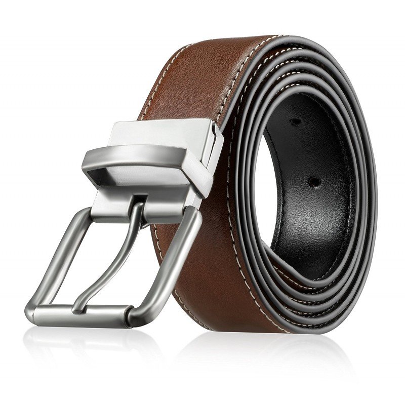 Men’s Genuine Leather Dress Belt, Reversible Belt for Men Black/Brown
